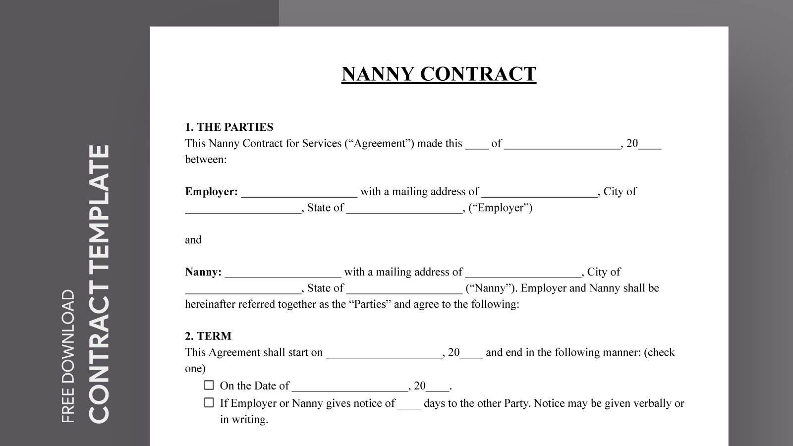 Nanny Contract Free Google Docs Template - gdoc.io