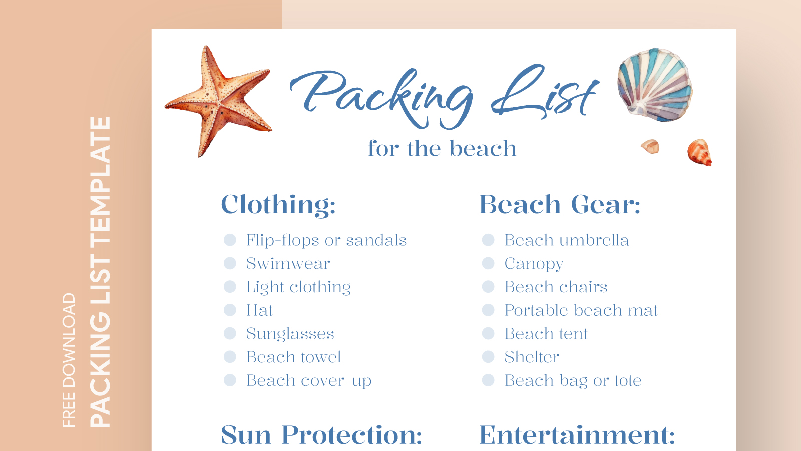Packing List for The Beach Free Google Docs Template - gdoc.io