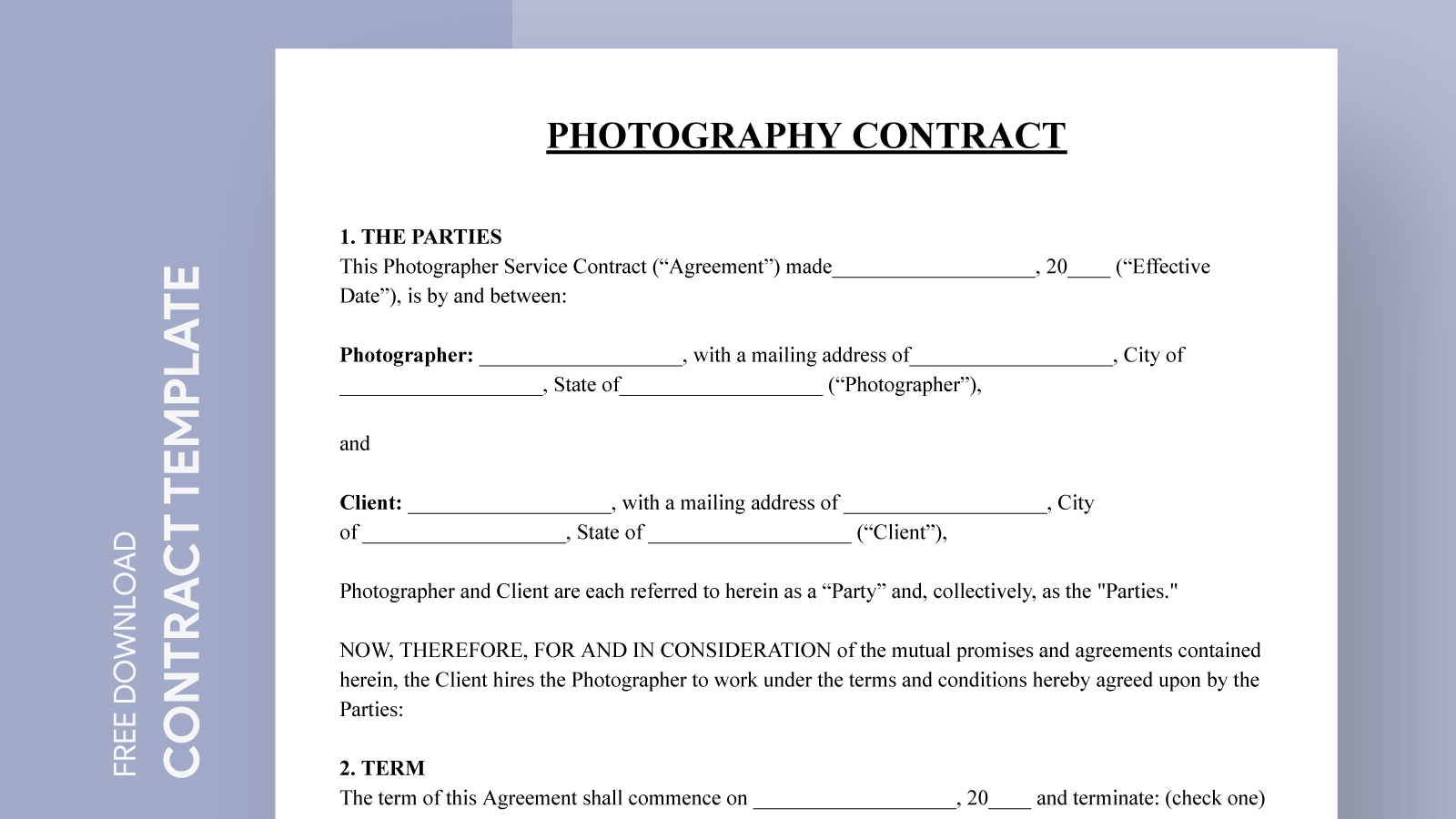 Photography Contract Free Google Docs Template - gdoc.io