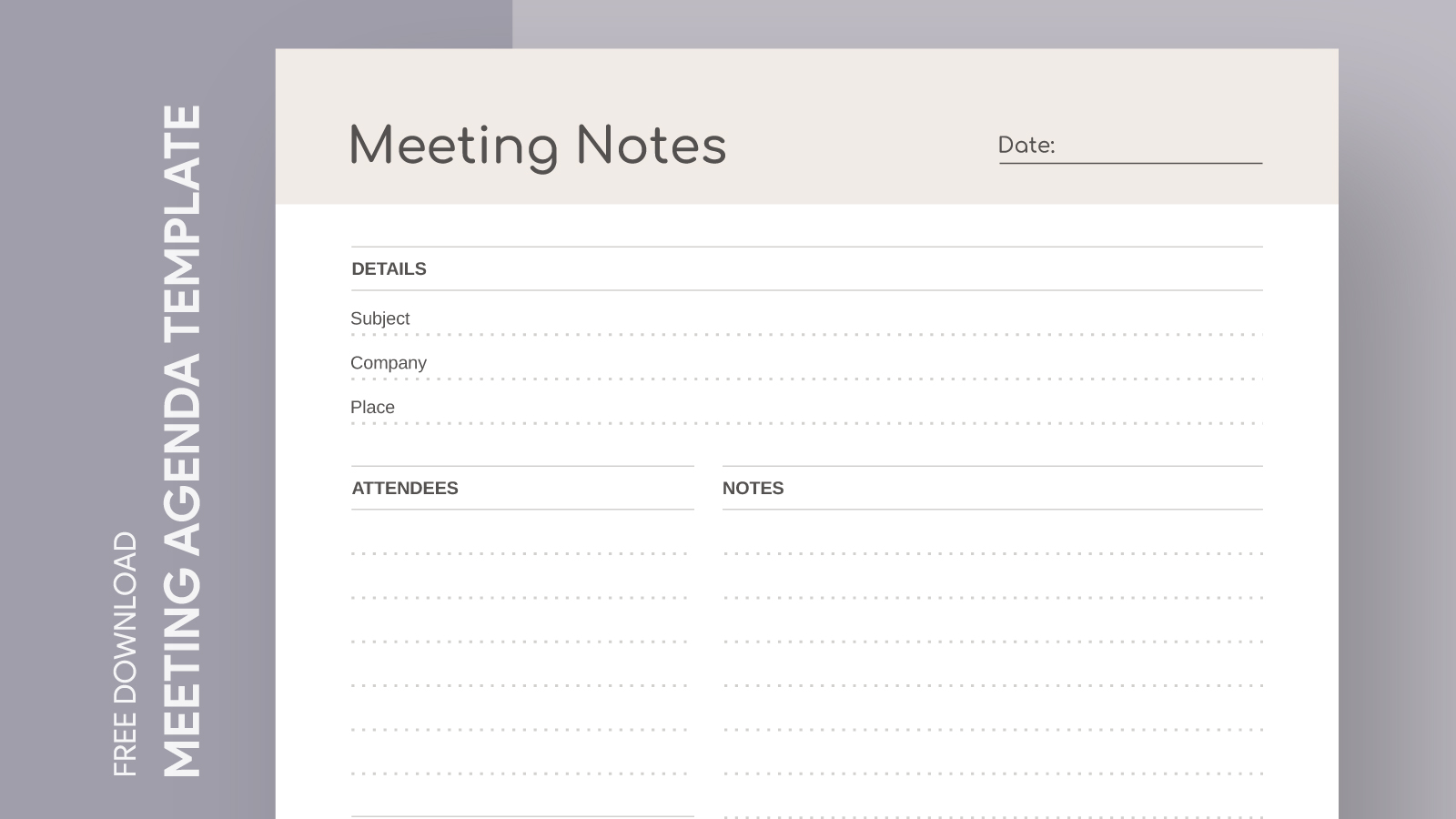 Printable Meeting Notes Free Google Docs Template - gdoc.io
