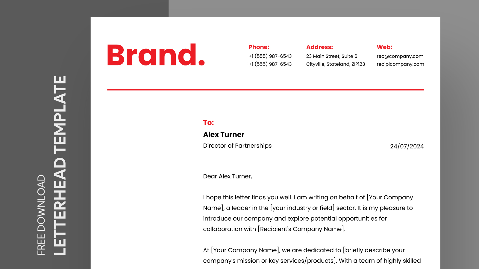 Professional Letterhead Free Google Docs Template - gdoc.io