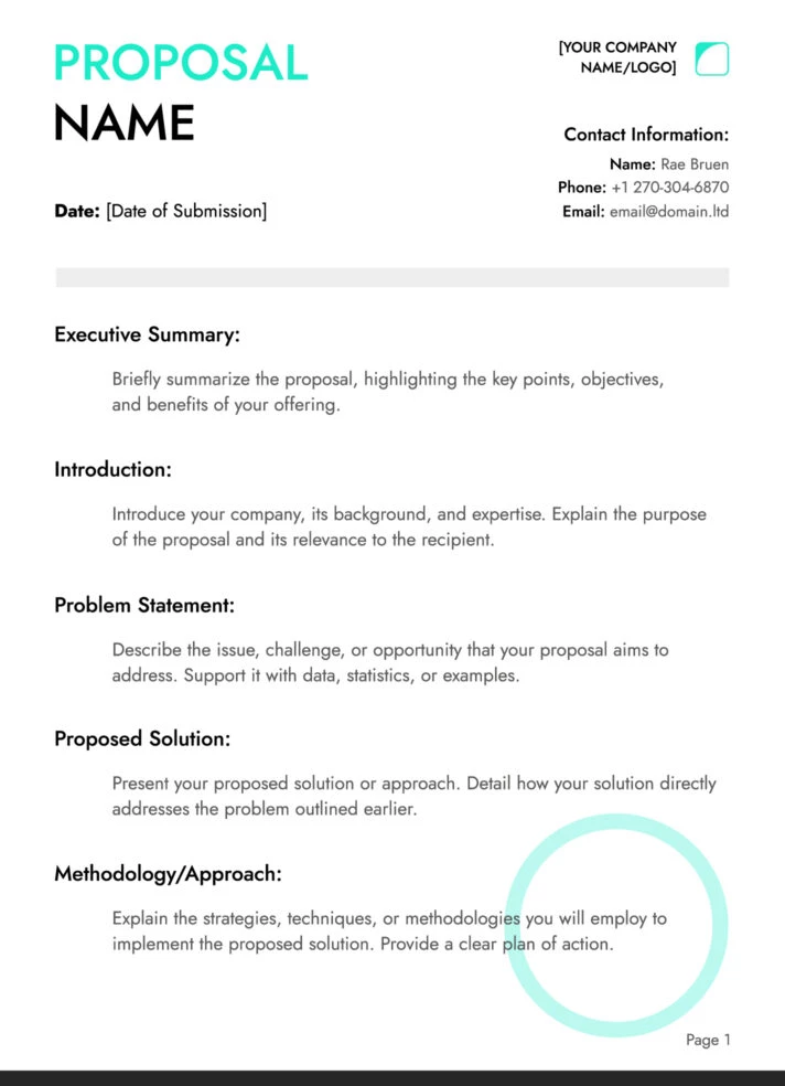 Business Proposal Email Template Business Proposal Template [Word]