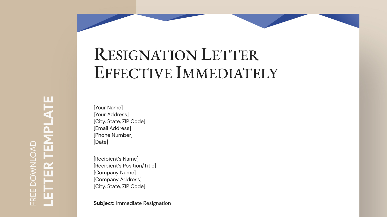 Resignation Letter Effective Immediately Free Google Docs Template