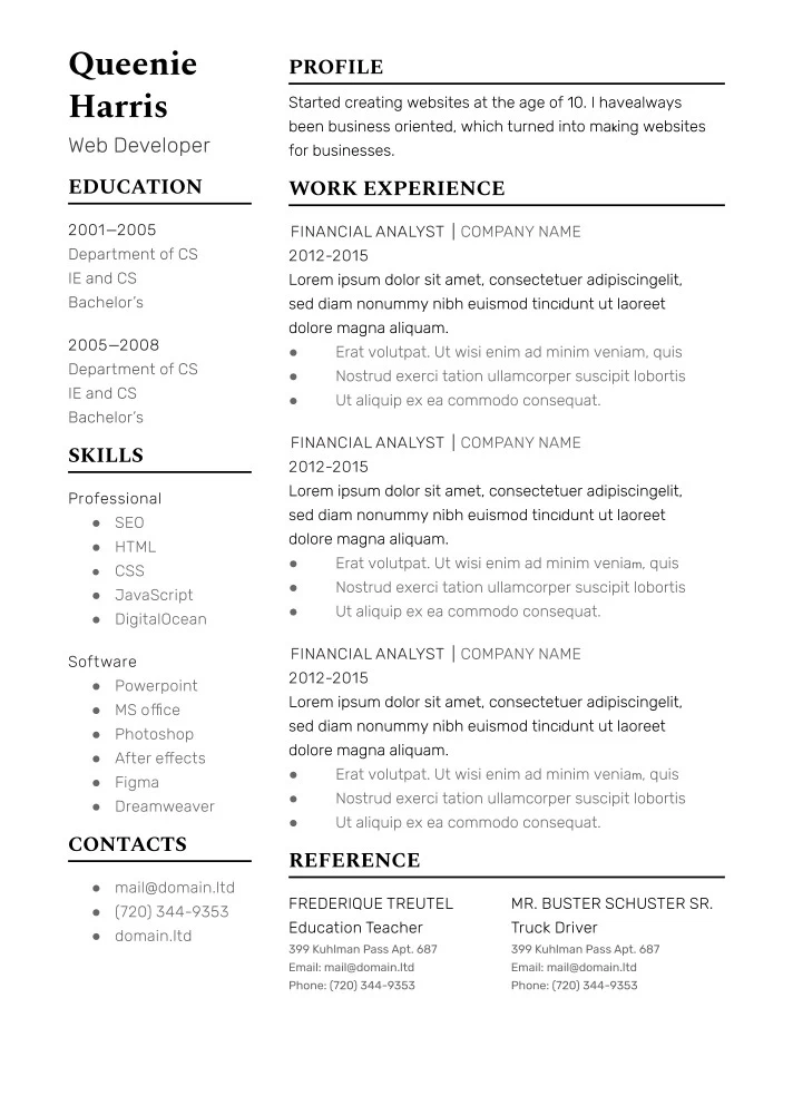 Simple Sample Resumes