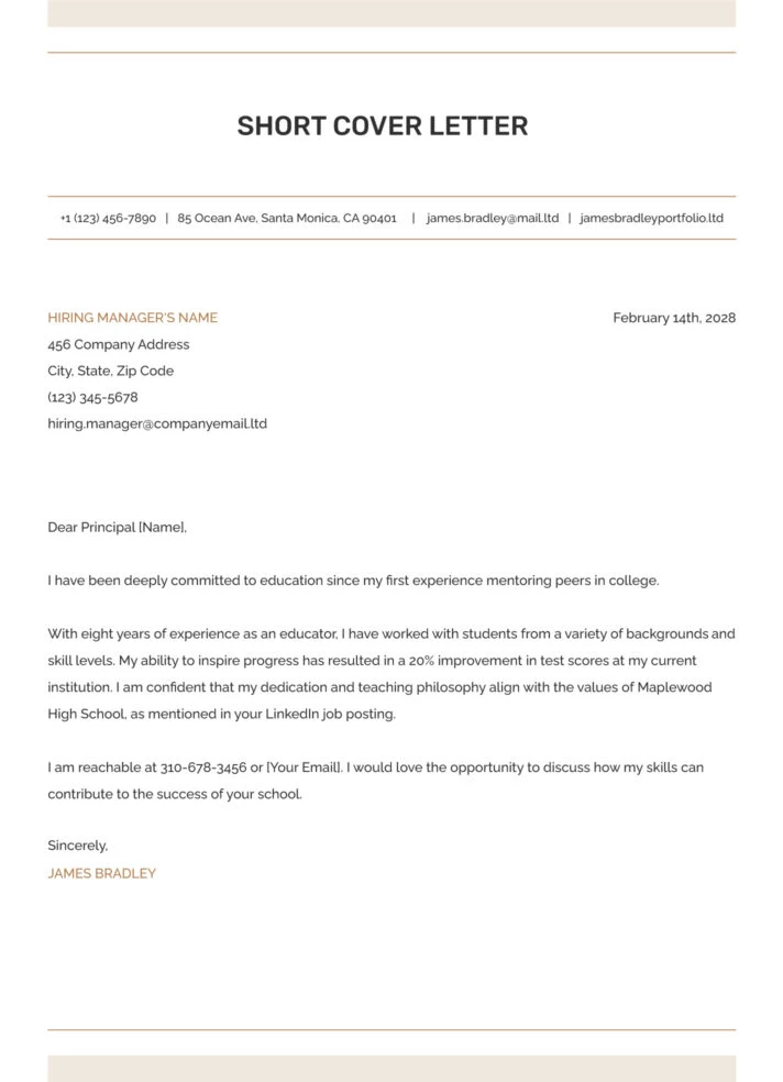 Short Cover Letter For Short Professional Cover Letter – Sample