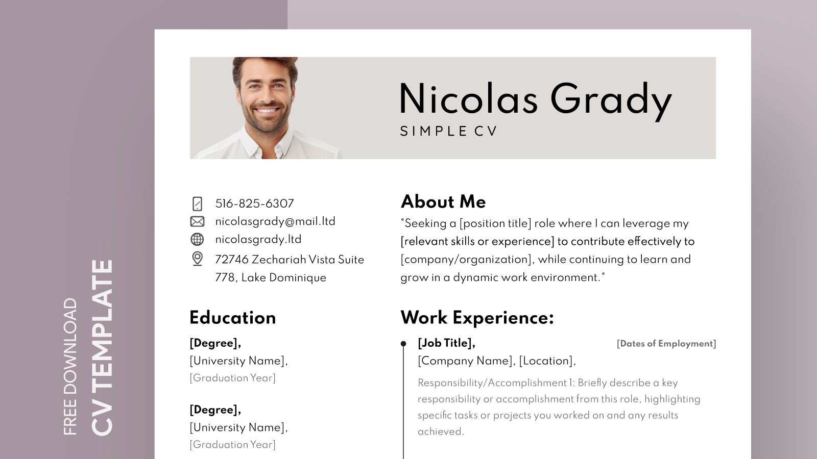 Simple CV Free Google Docs Template Gdoc io