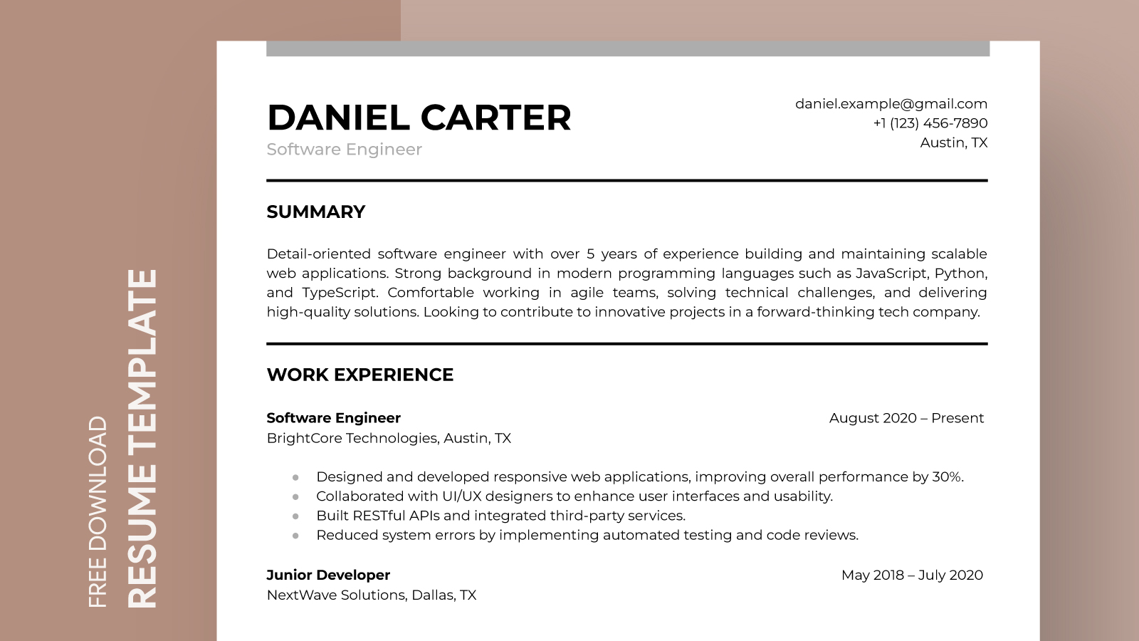 Simple IT Resume Free Google Docs Template - gdoc.io