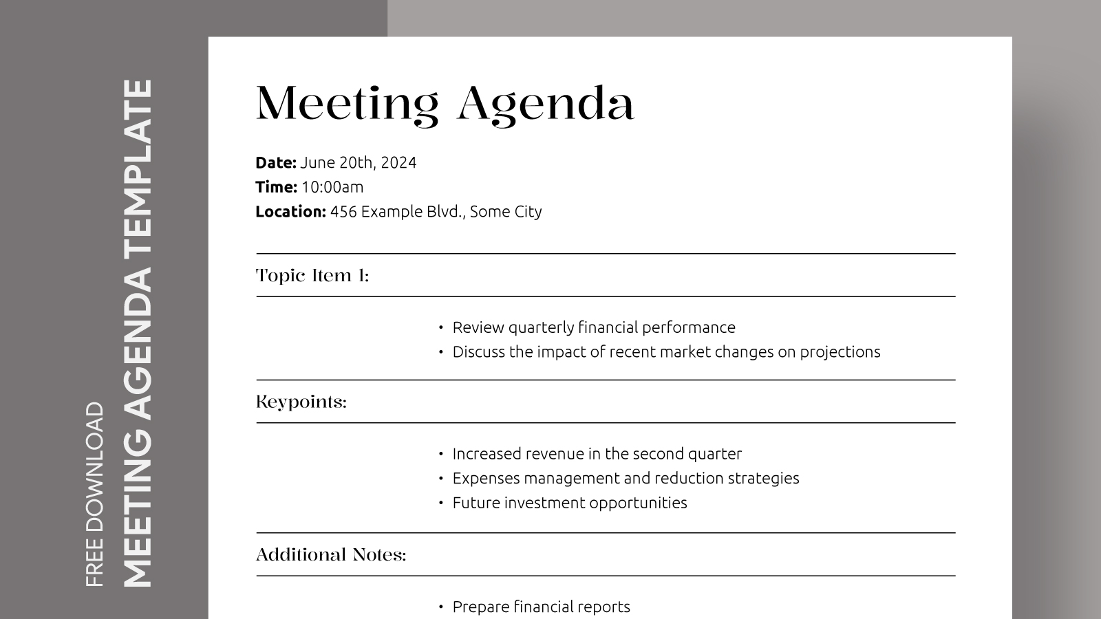 Simple Meeting Agenda Free Google Docs Template - gdoc.io