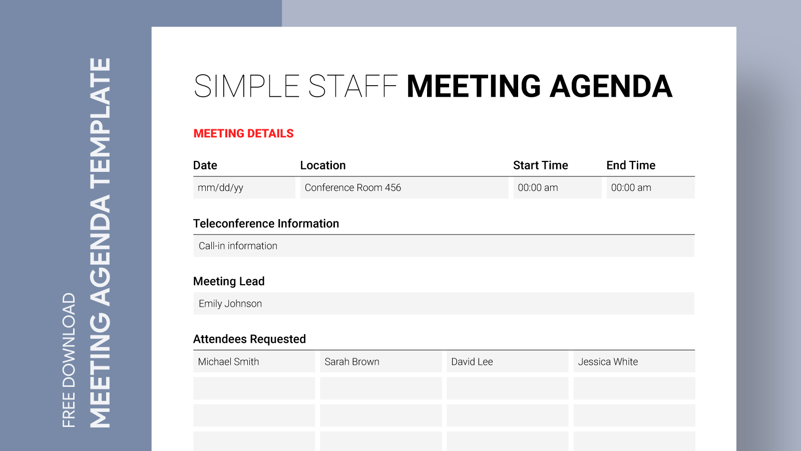 Simple Staff Meeting Agenda Free Google Docs Template Gdoc Io