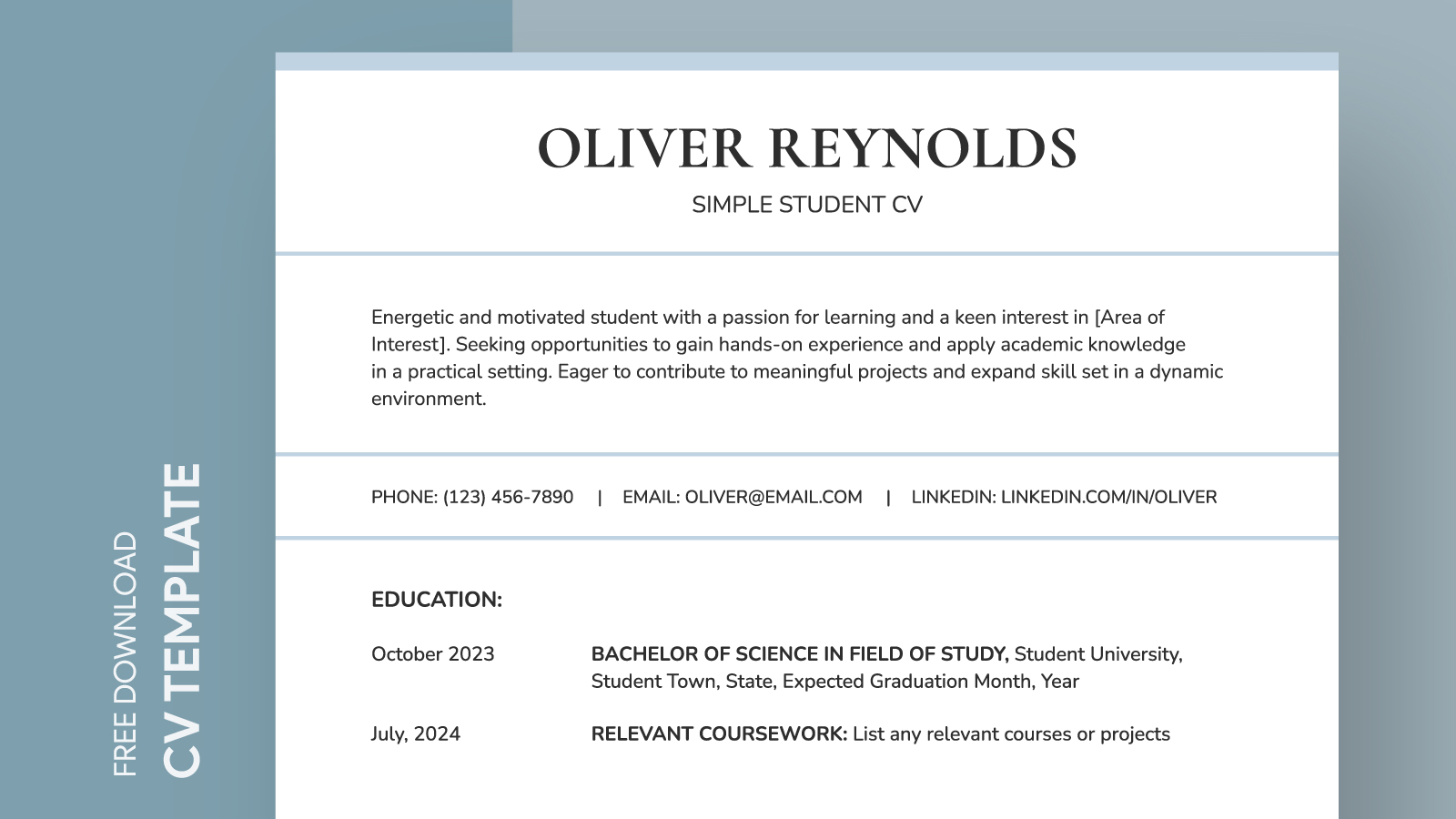 Simple Student CV Free Google Docs Template - gdoc.io