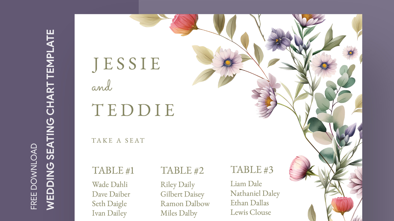 Spring Wedding Seating Chart Free Google Docs Template - gdoc.io