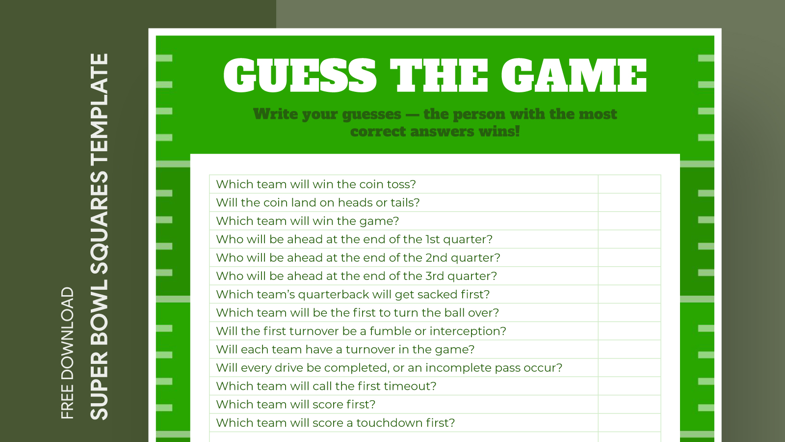 Super Bowl Guessing Game Free Google Docs Template - gdoc.io