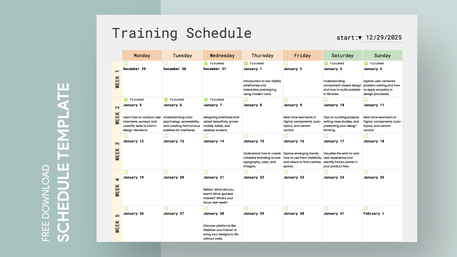 Training Schedule Free Google Sheets & Excel Template - gdoc.io
