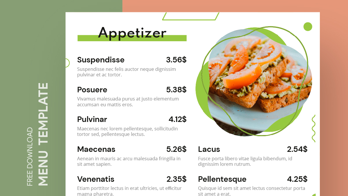 Healthy Food Menu Free Google Docs Template - gdoc.io