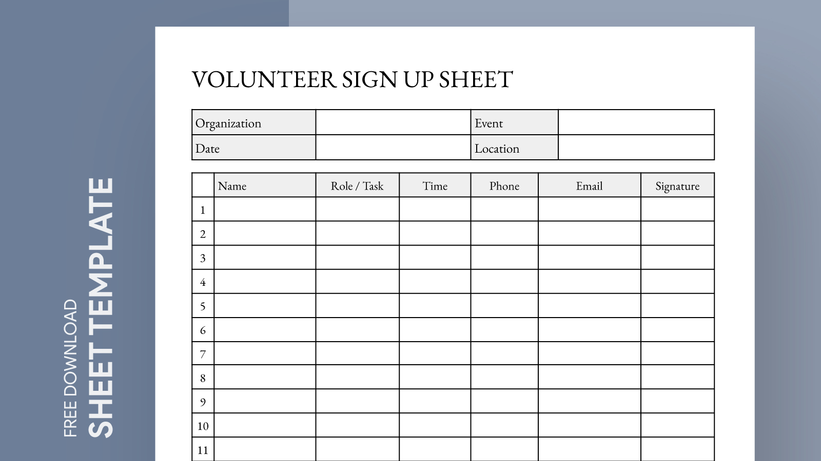 Volunteer Sign Up Sheet Free Google Docs Template - gdoc.io