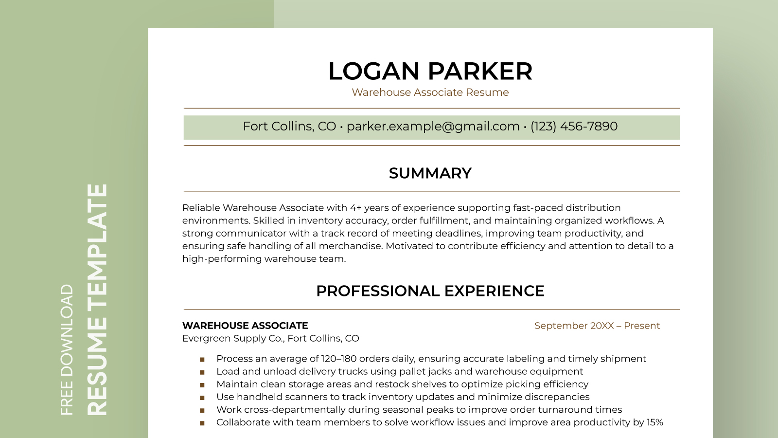 Warehouse Associate Resume Free Google Docs Template - gdoc.io