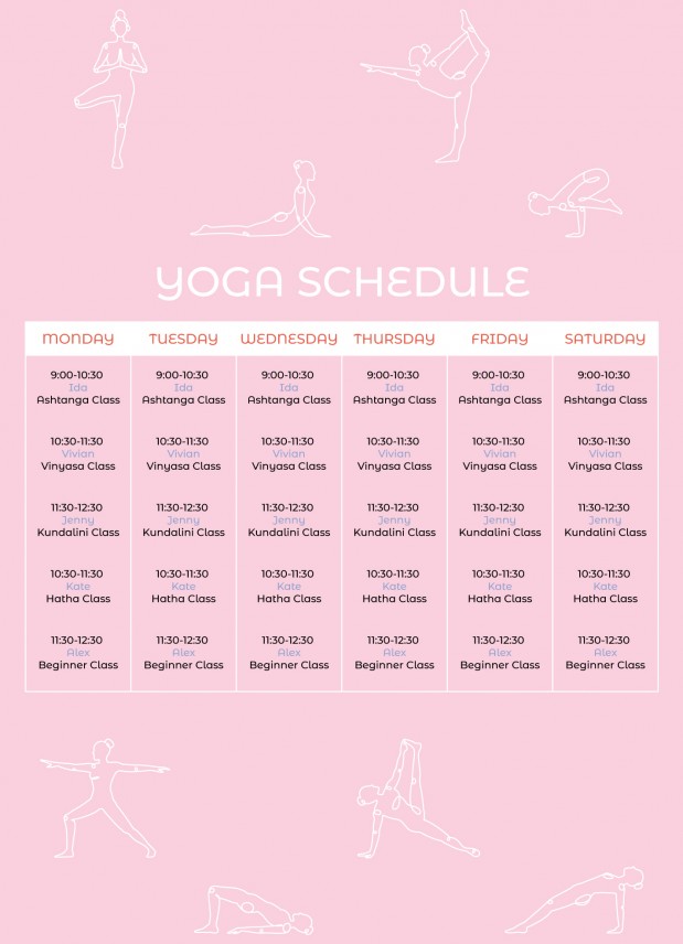 Yoga Class Schedule Free Google Docs Template - gdoc.io